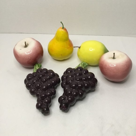 Vintage | Accents | Lot Of 6 Vintage Glass Fruit 7s Table Decor Grapes ...